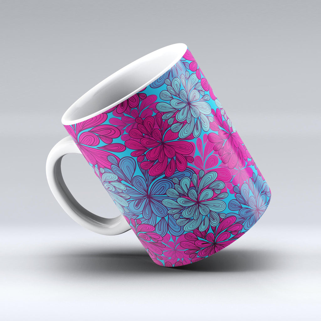 The Vibrant Colorful Floral Sprouts ink-Fuzed Ceramic Coffee Mug ...