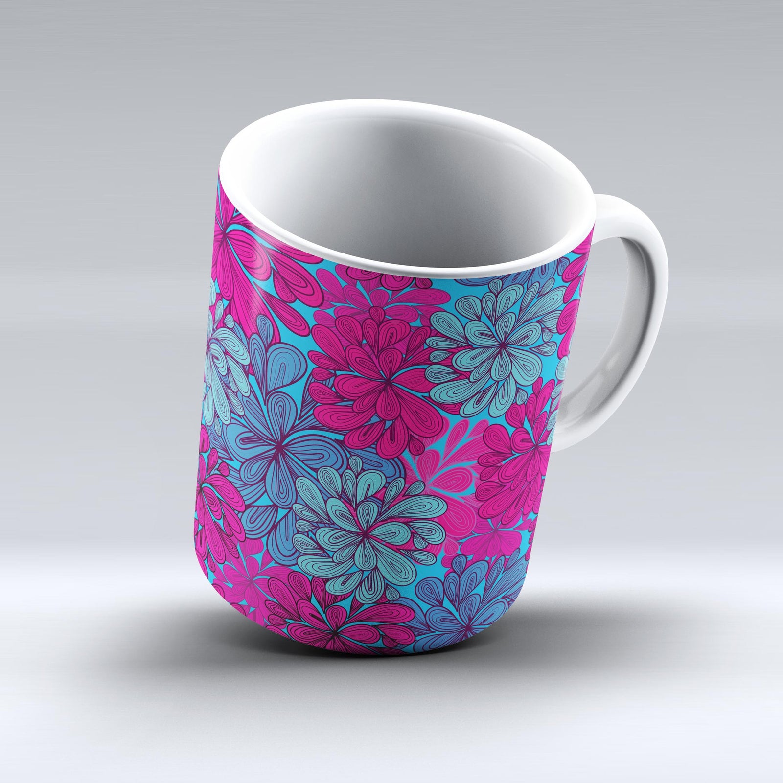 The Vibrant Colorful Floral Sprouts ink-Fuzed Ceramic Coffee Mug ...