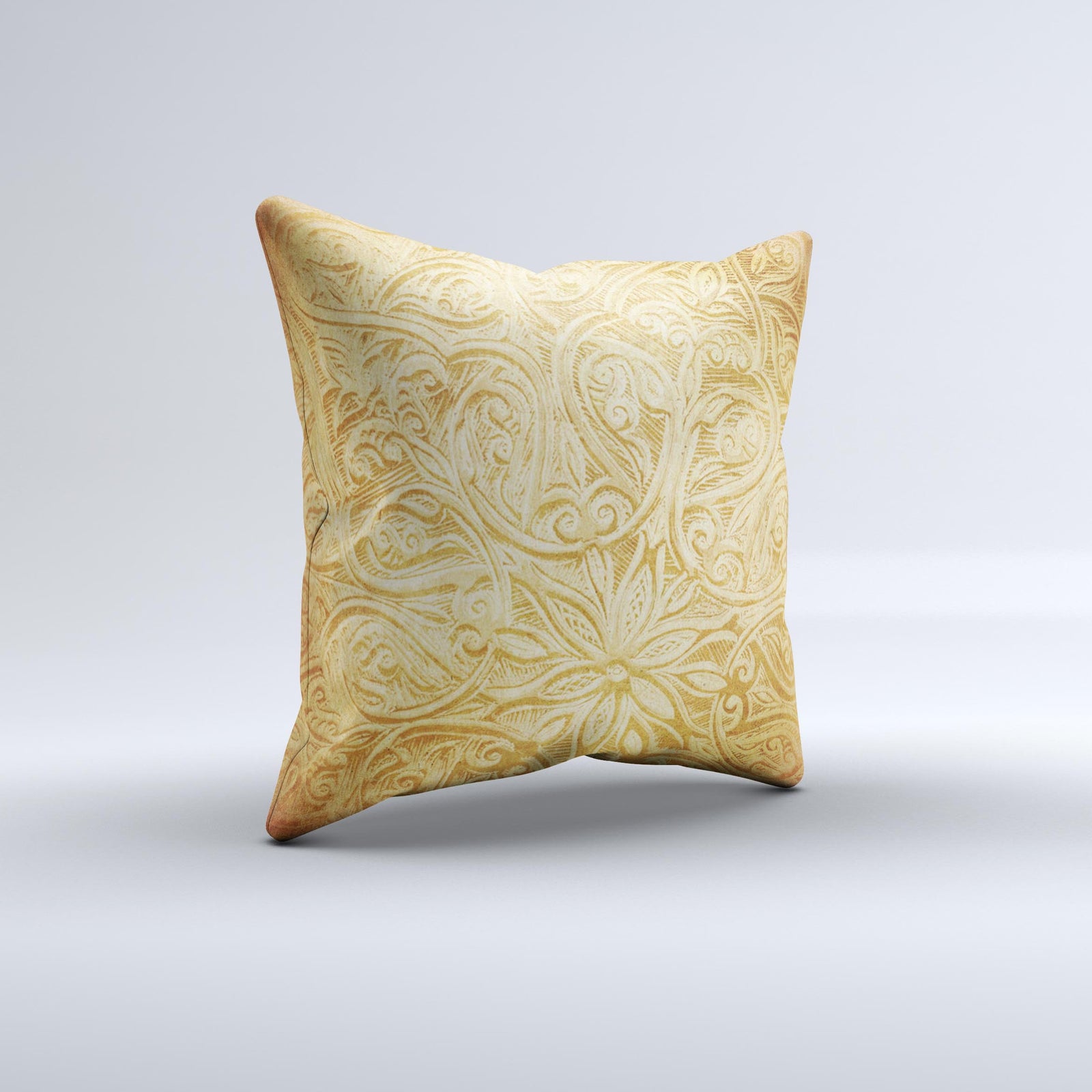 Vintage Antique Gold Grunge Pattern Ink-Fuzed Decorative Throw Pillow ...