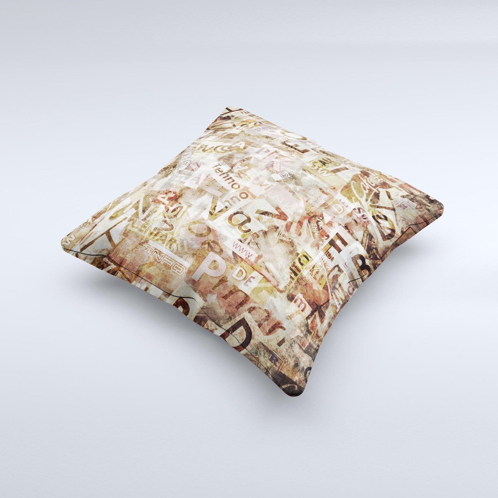 Vintage Torn Newspaper Collage Ink-Fuzed Decorative Throw Pillow ...