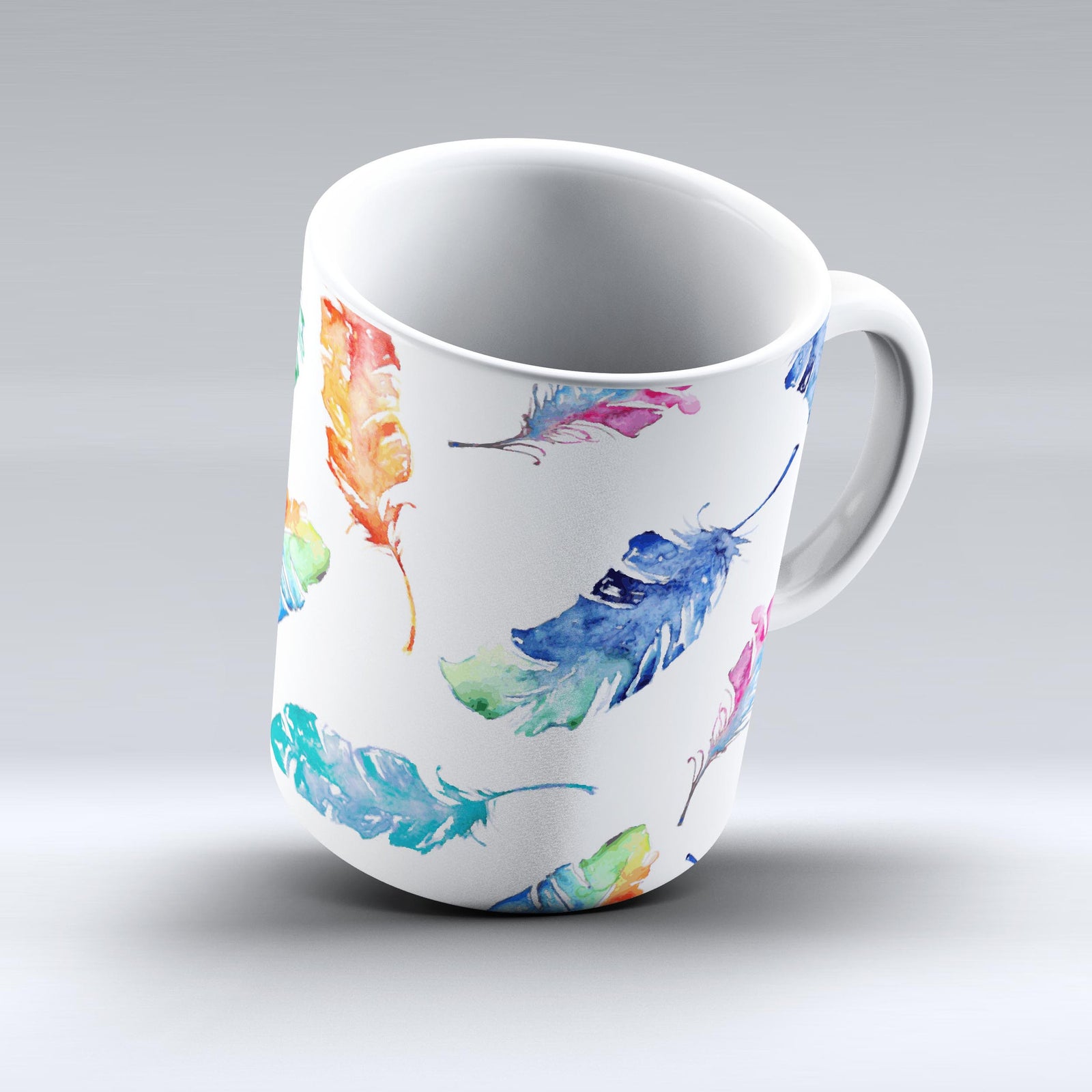 The Watercolour Feather Floats ink-Fuzed Ceramic Coffee Mug – DesignSkinz