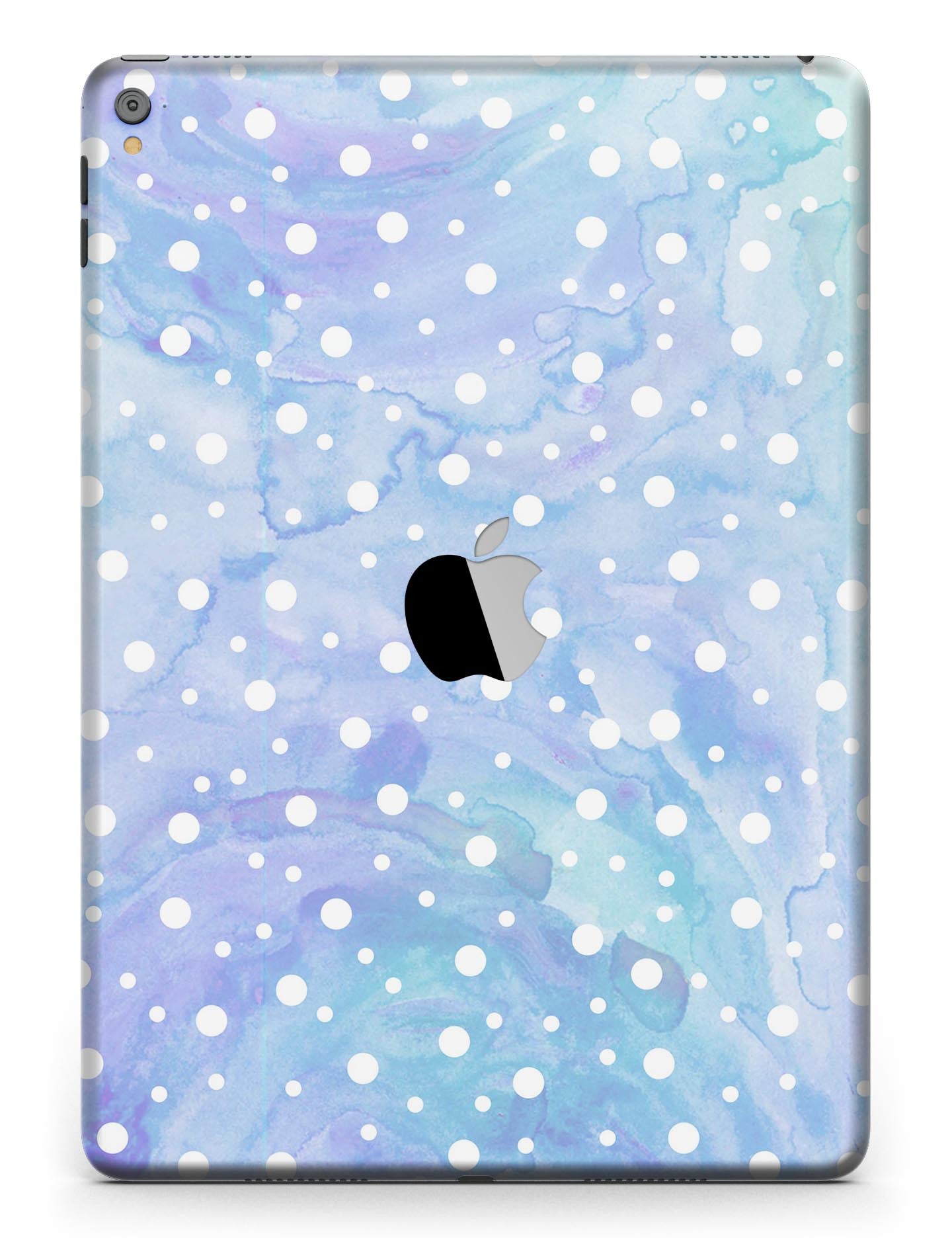 White Mircro Dots Over Blue Watercolor Grunge Full Body Skin for the i ...