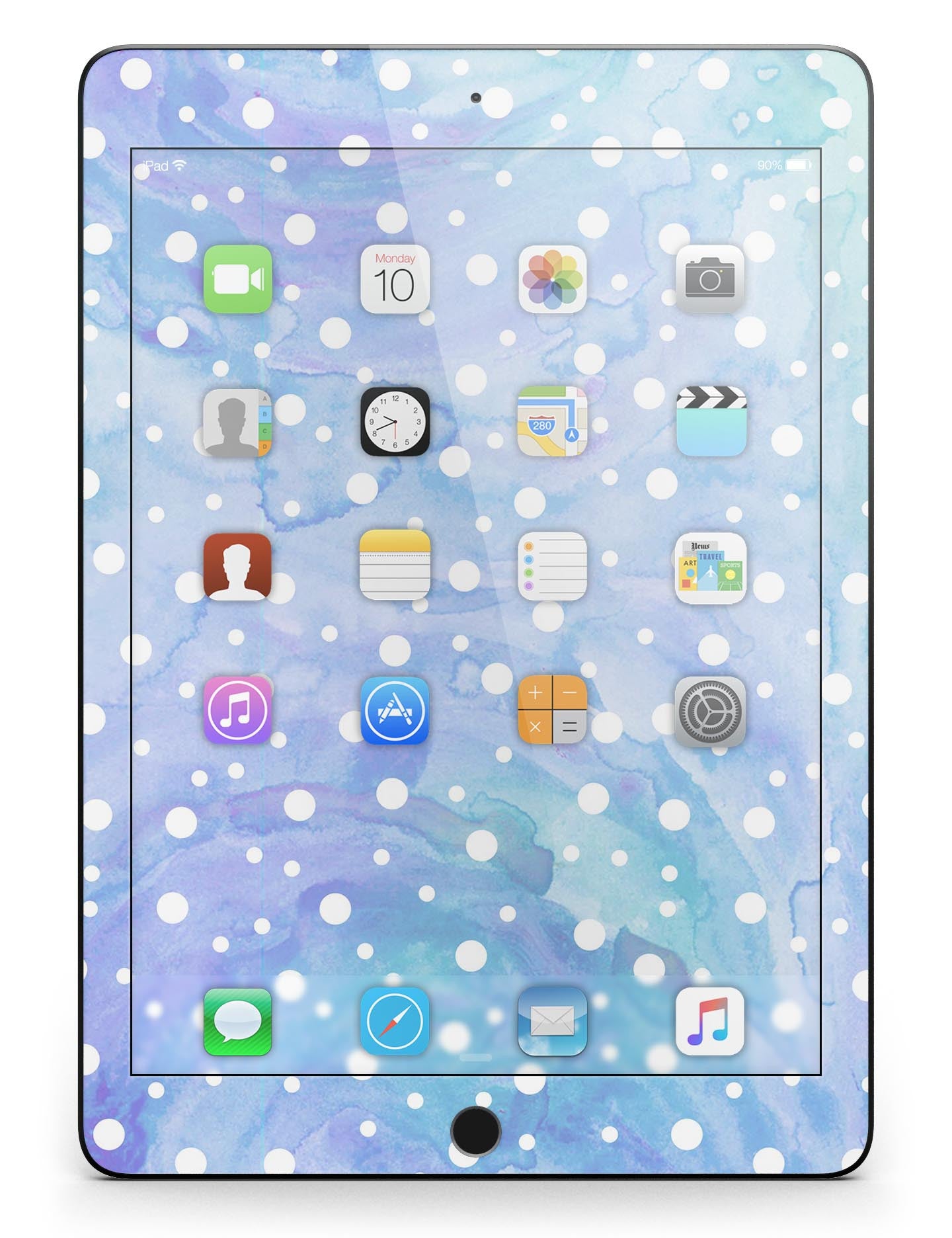 White Mircro Dots Over Blue Watercolor Grunge Full Body Skin for the i ...