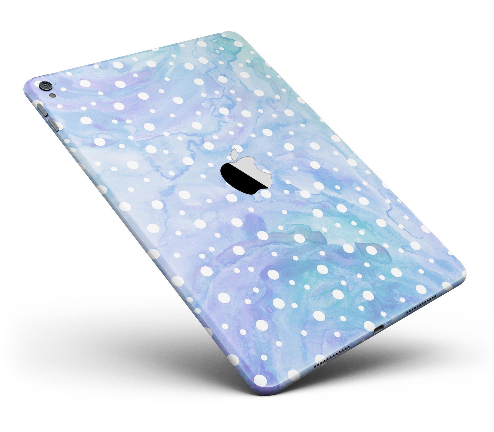 White Mircro Dots Over Blue Watercolor Grunge Full Body Skin for the i ...