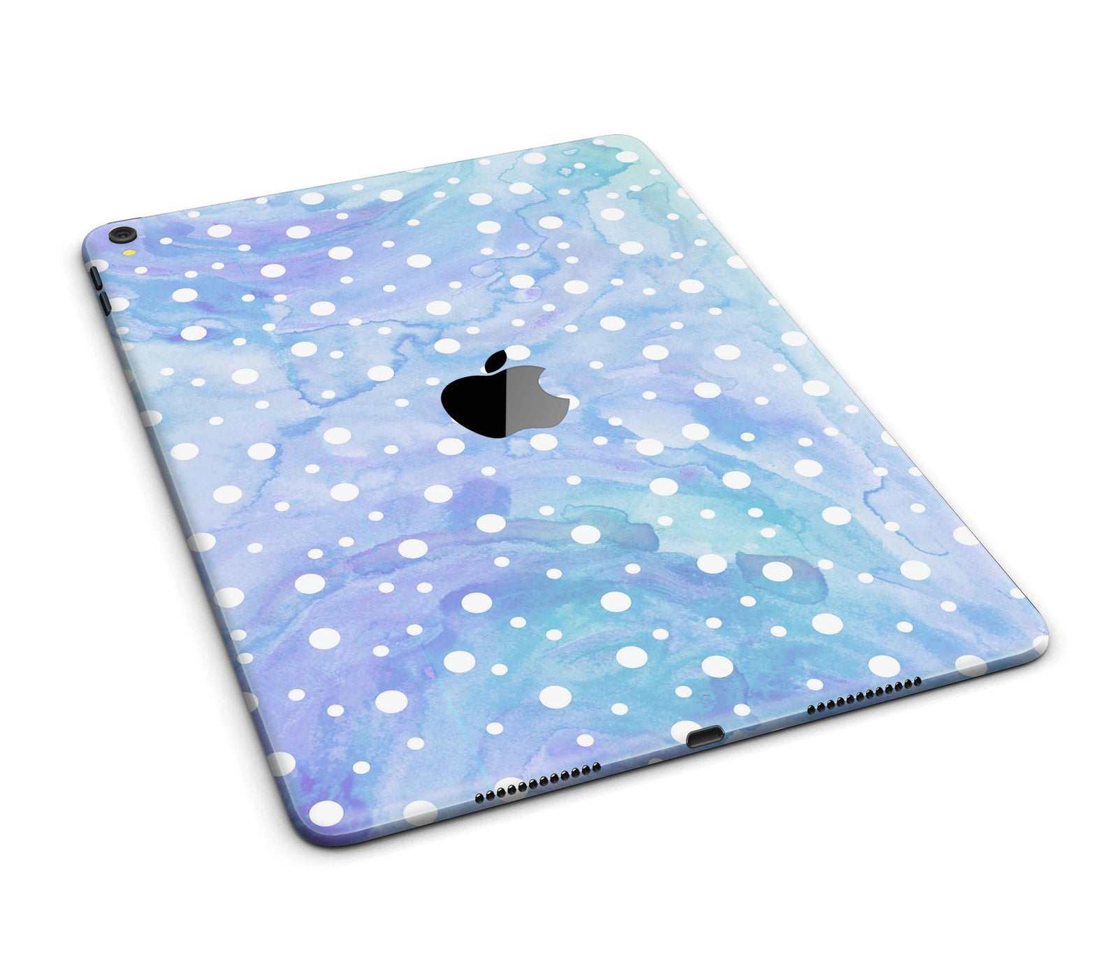 White Mircro Dots Over Blue Watercolor Grunge Full Body Skin for the i ...