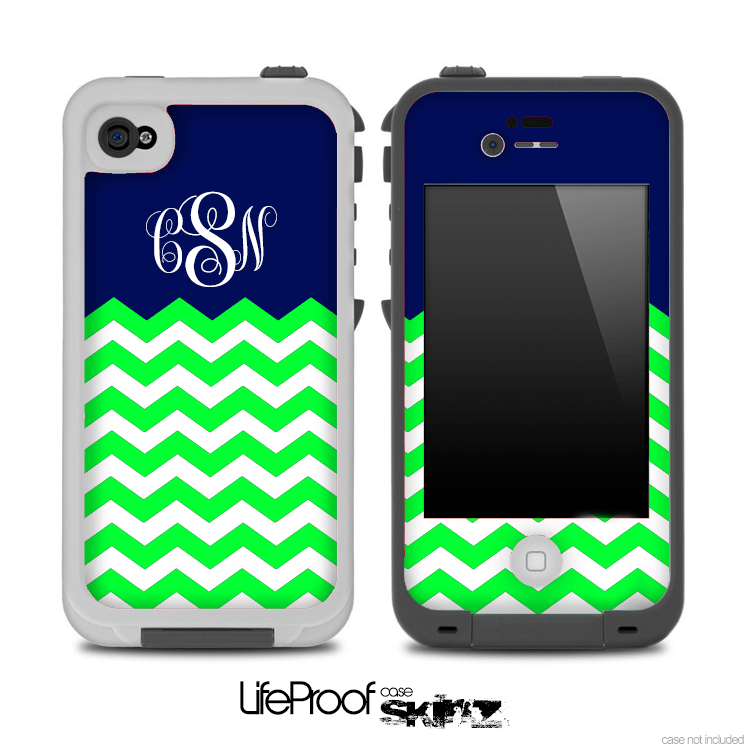 Lime Green and Navy Custom Monogram Chevron Pattern for the iPhone 5 o ...