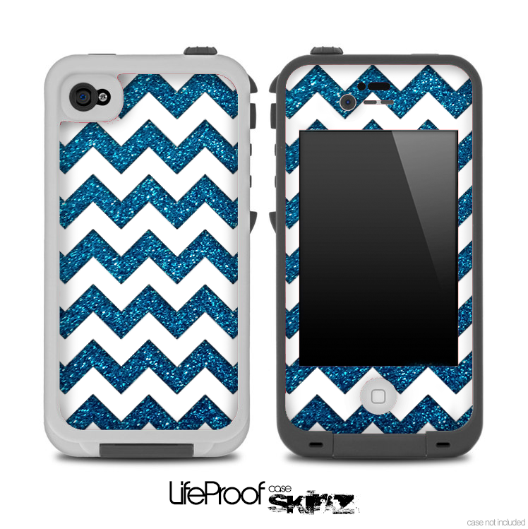 Blue Sparkly Print and White Chevron Pattern for the iPhone 5 or 4/4s ...