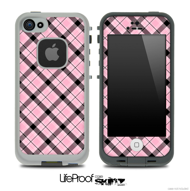 Light Pink & Black Plaid Skin for the iPhone 5 or 4/4s LifeProof Case ...